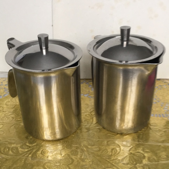 Dining | Vintage Malco Stainless Steel Creamers With Flip Tops Set Of ...